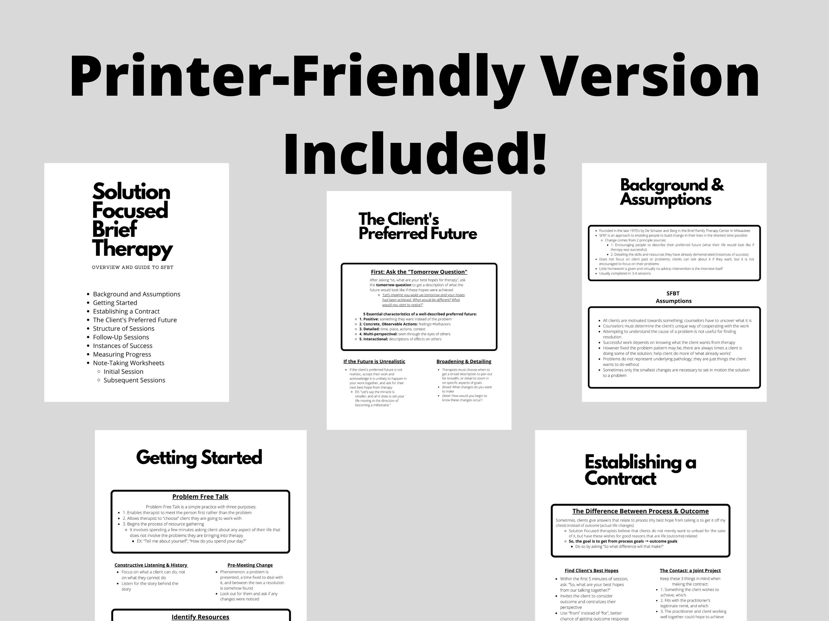 SFBT Overview and Guide Solution Focused Brief Therapy Study - Etsy