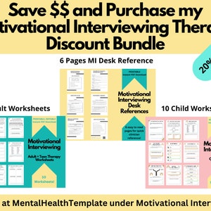 Motivational Interviewing Worksheet Bundle | BOHO Child MI Therapy ...