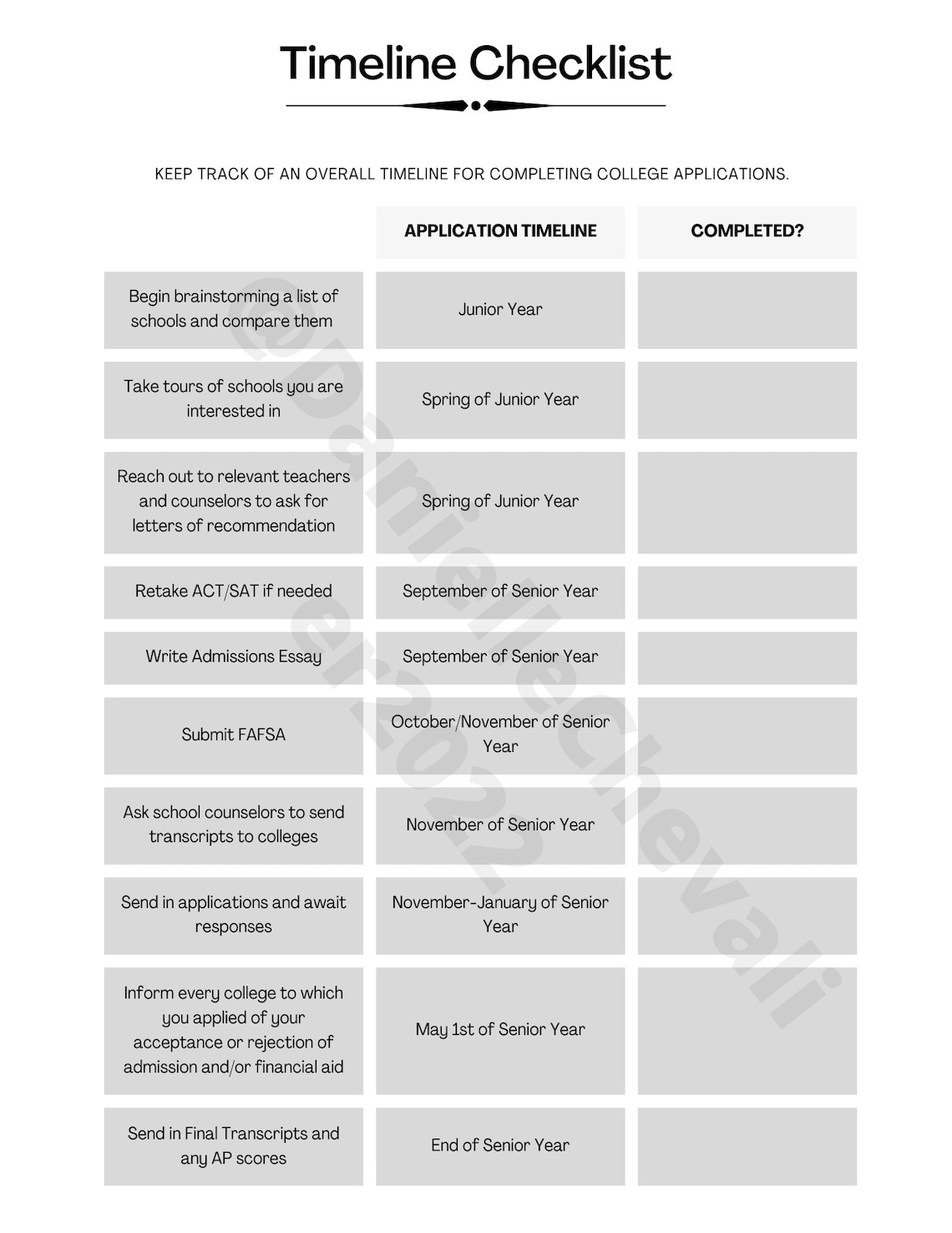 Ultimate College Application Planner and Checklist | Printable ...