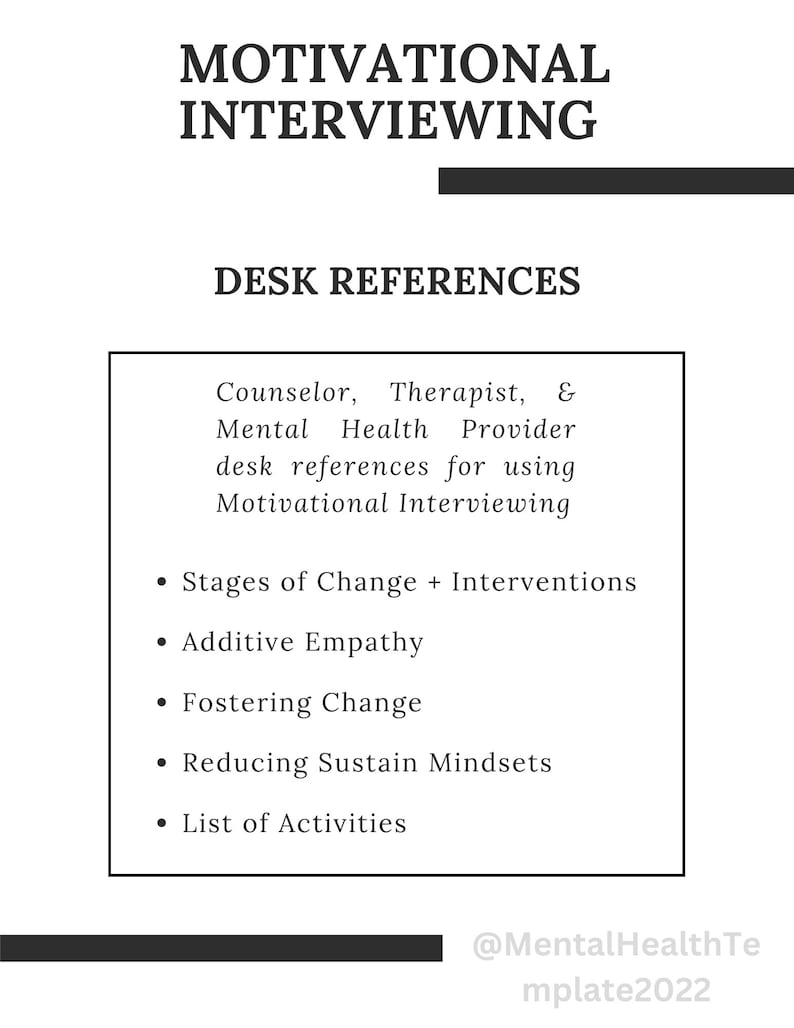 Motivational Interviewing Desk Reference Clinical - Etsy