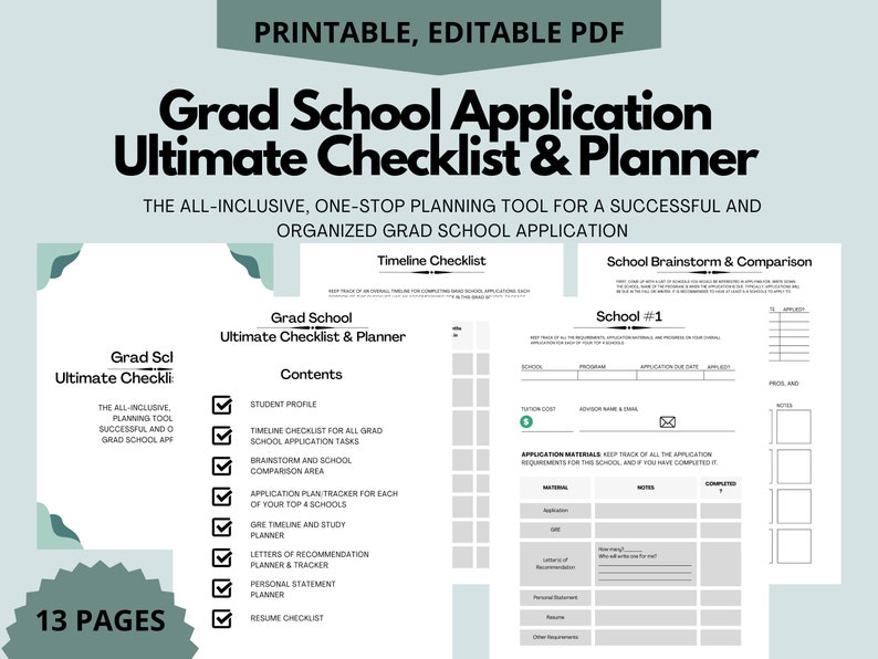 Ultimate Grad School Application Checklist and Planner - Etsy