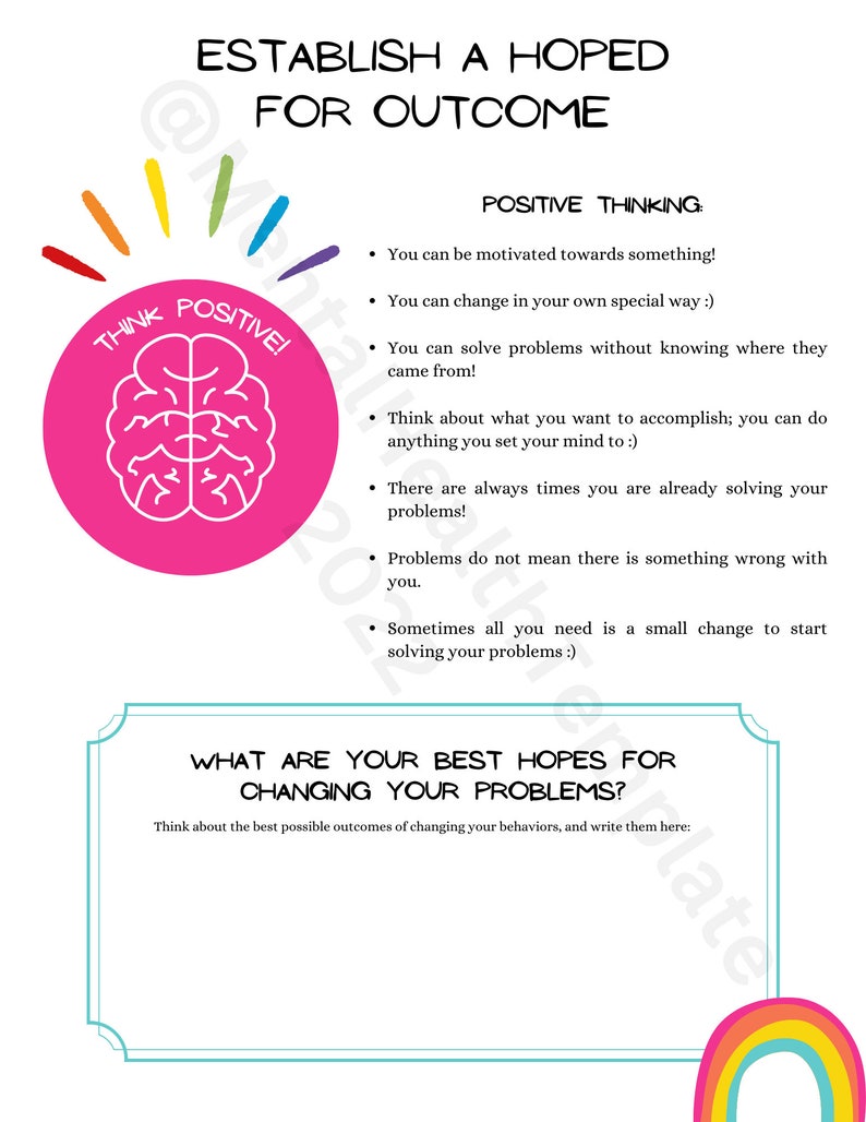 Solution Focused Brief Therapy Worksheet Bundle Child SFBT Therapy ...