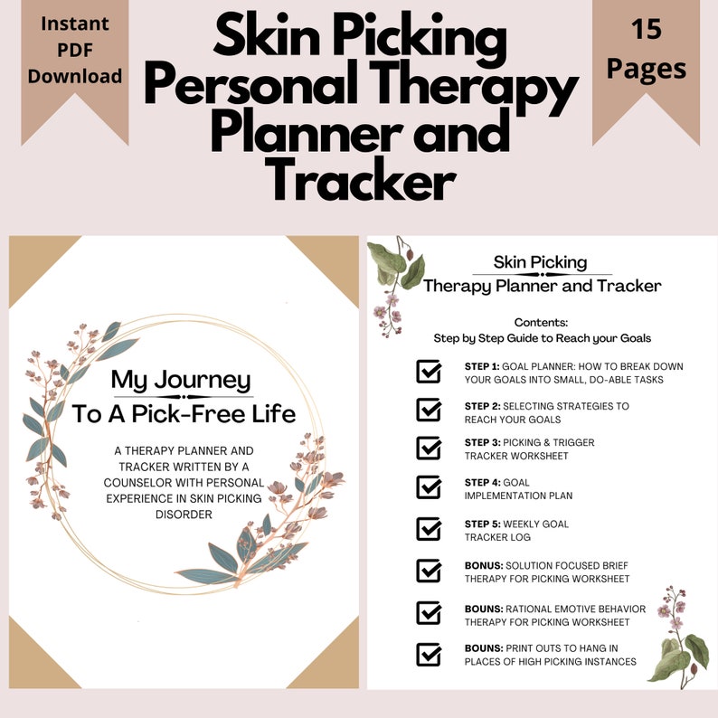 Skin Picking Therapy Journal, Planner, Workbook, and Tracker ...