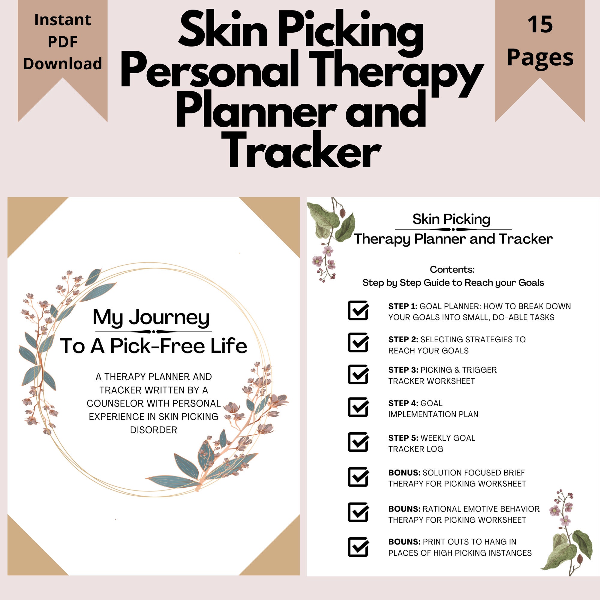 Skin Picking Therapy Journal, Planner, Workbook, and Tracker ...