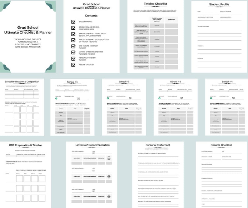 Ultimate Grad School Application Checklist and Planner | Printable ...