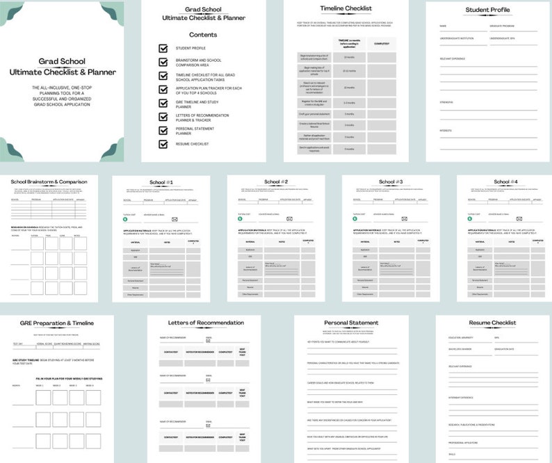 Ultimate Grad School Application Checklist And Planner Printable Ultimate Grad School Application Checklist And Planner Printable