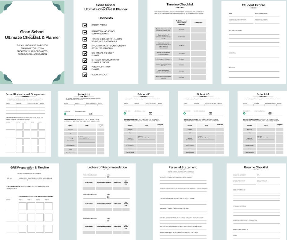Ultimate Grad School Application Checklist and Planner | Printable ...