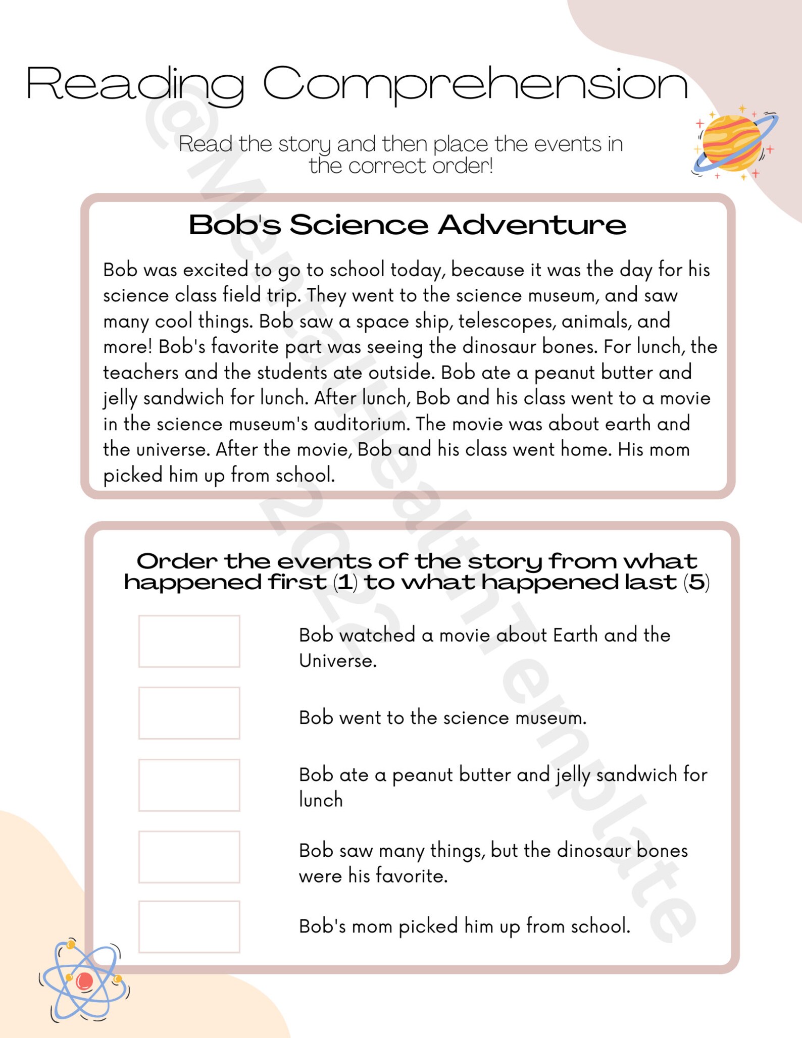 Printable Reading Comprehension Question Worksheets for Kids | 5 ...