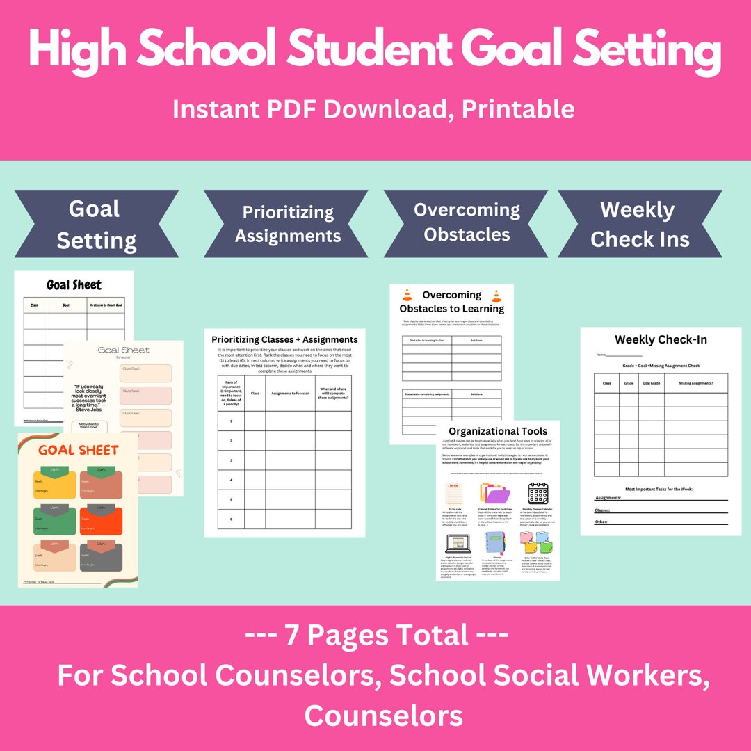 High School Student Goal Setting | School Counselor, Social Worker ...