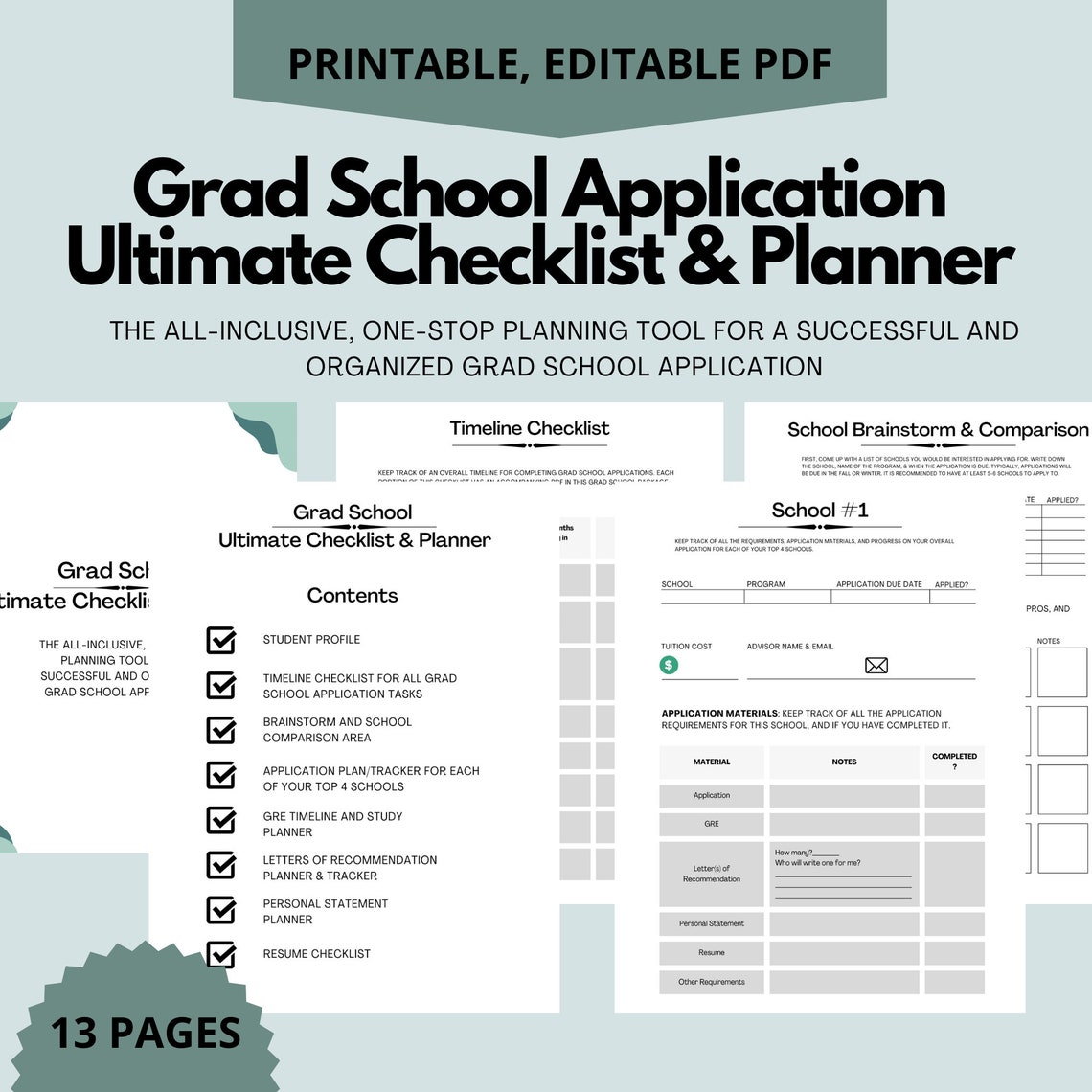 Ultimate Grad School Application Checklist and Planner | Printable ...