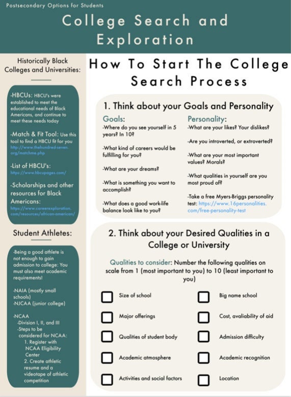 College Search and Selection Resource Guide Tips for Searching ...