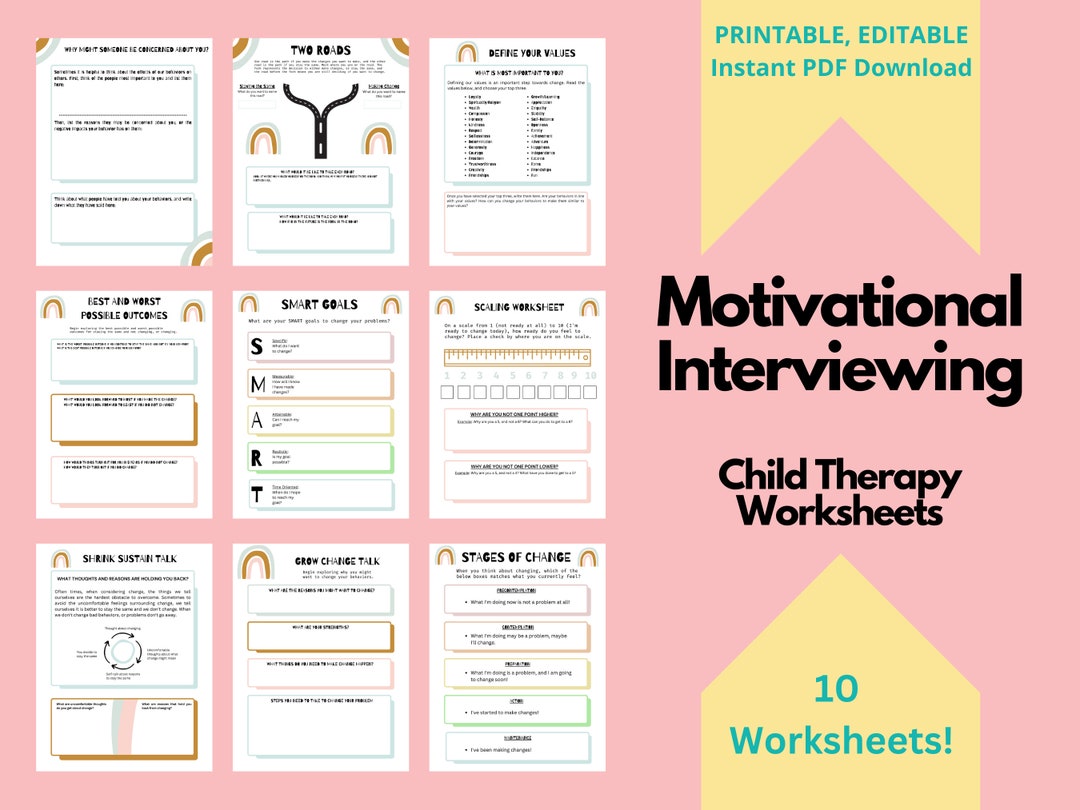 Motivational Interviewing Worksheet Bundle BOHO Child MI - Etsy