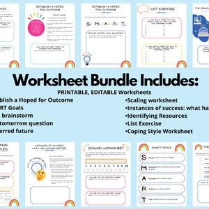 Solution Focused Brief Therapy Worksheet Bundle | Child SFBT Therapy ...