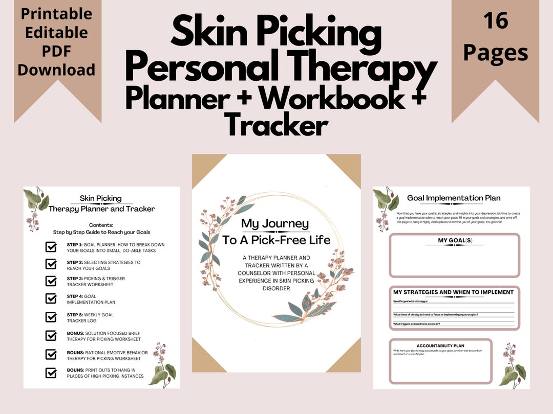 Skin Picking Therapy Journal, Planner, Workbook, and Tracker ...