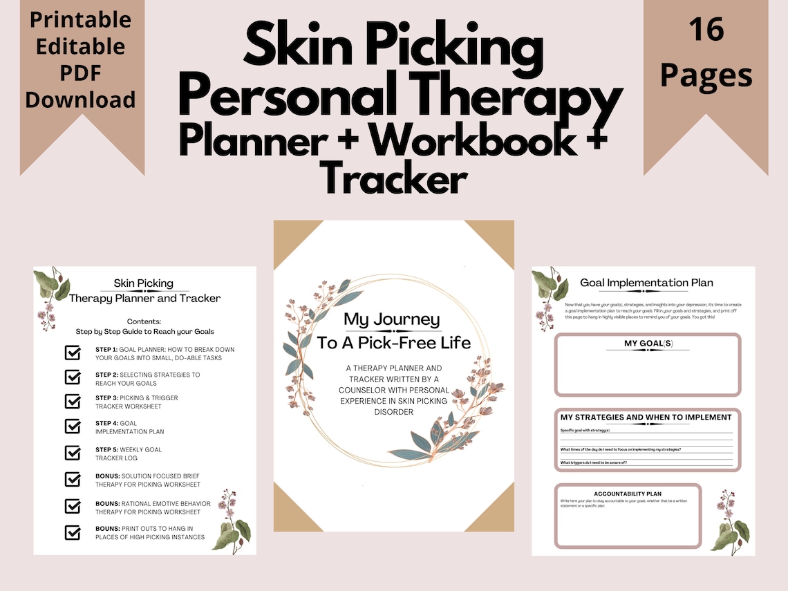 Skin Picking Therapy Journal Planner Workbook and Tracker: - Etsy