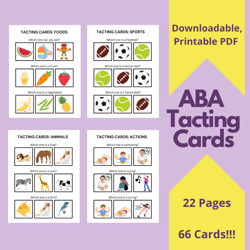 ABA Tacting Cards | 66 Flashcards for Aba Therapy Sessions, Behavior ...