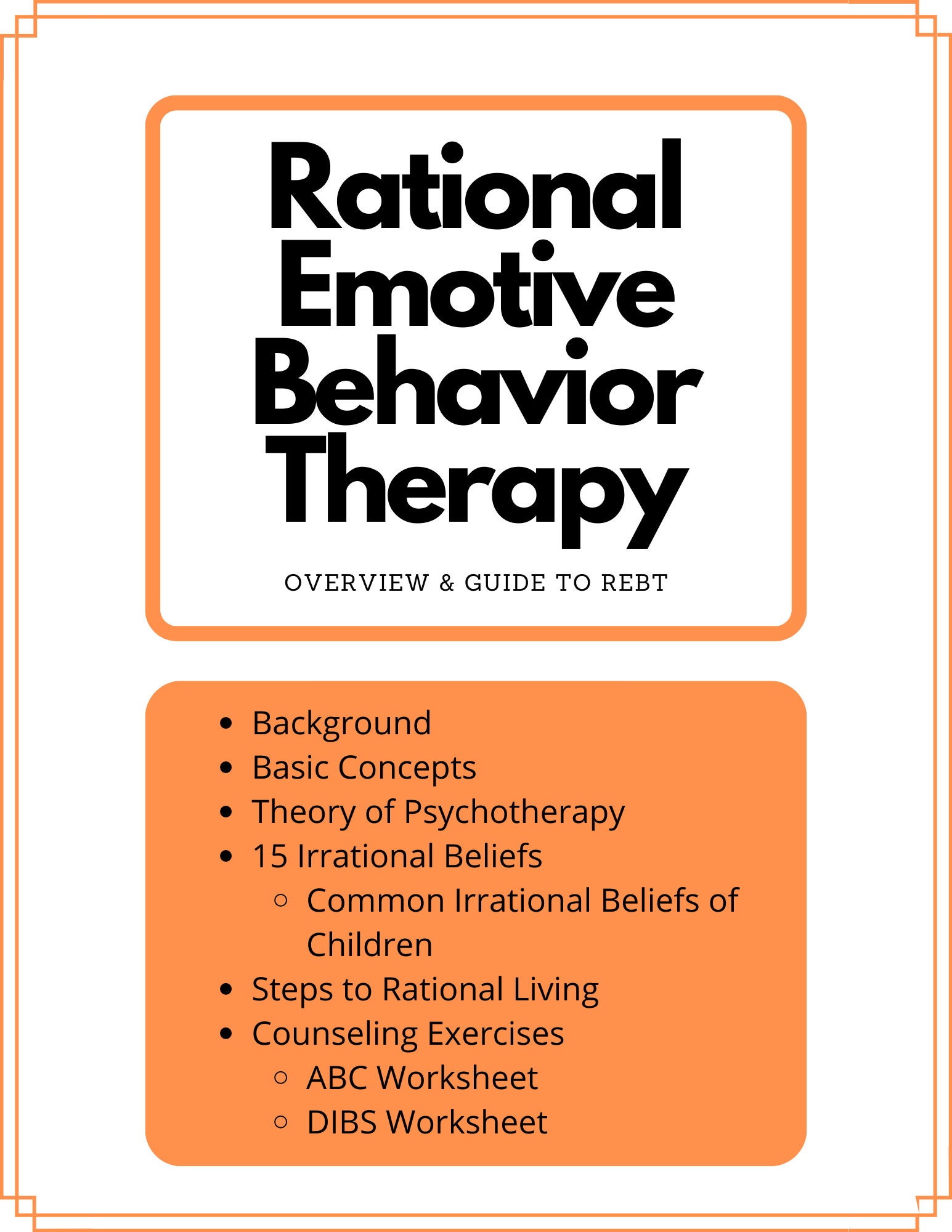 Therapy Guide Bundle SFBT, REBT Overviews and Guides, Therapy ...