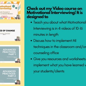 Motivational Interviewing Worksheet Bundle | BOHO Child MI Therapy ...