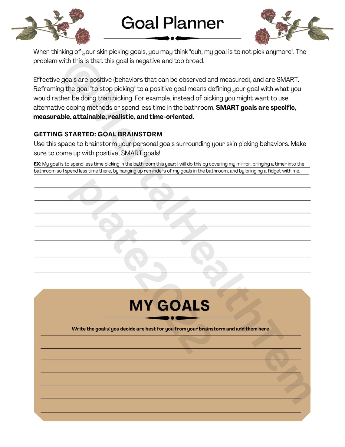 Skin Picking Therapy Journal, Planner, Workbook, and Tracker ...