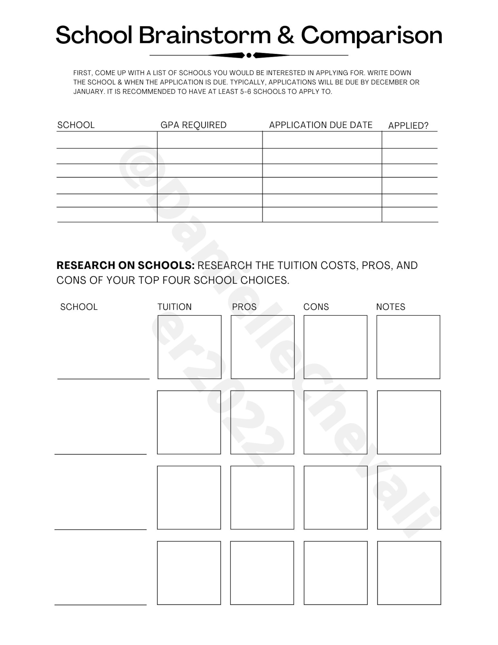 Ultimate College Application Planner and Checklist | Printable ...