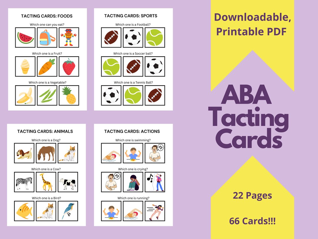 ABA Tacting Cards 66 Flashcards for Aba Therapy Sessions Behavior ...