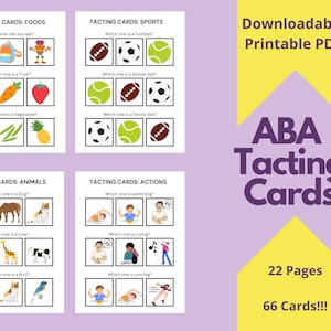 ABA Tacting Cards 66 Flashcards for Aba Therapy Sessions Behavior ...