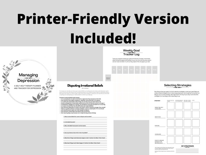 Manage Depression Therapy Journal, Planner, and Tracker: Depression ...
