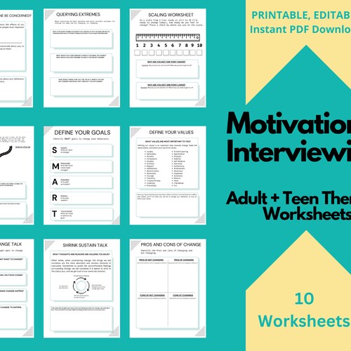 Motivational Interviewing Worksheet Bundle Adult Teen MI - Etsy