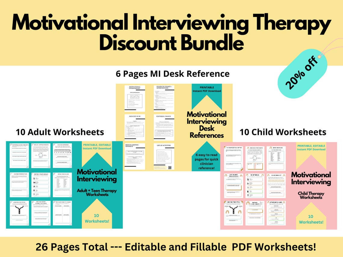 Motivational Interviewing Worksheets Discount Bundle 20 - Etsy