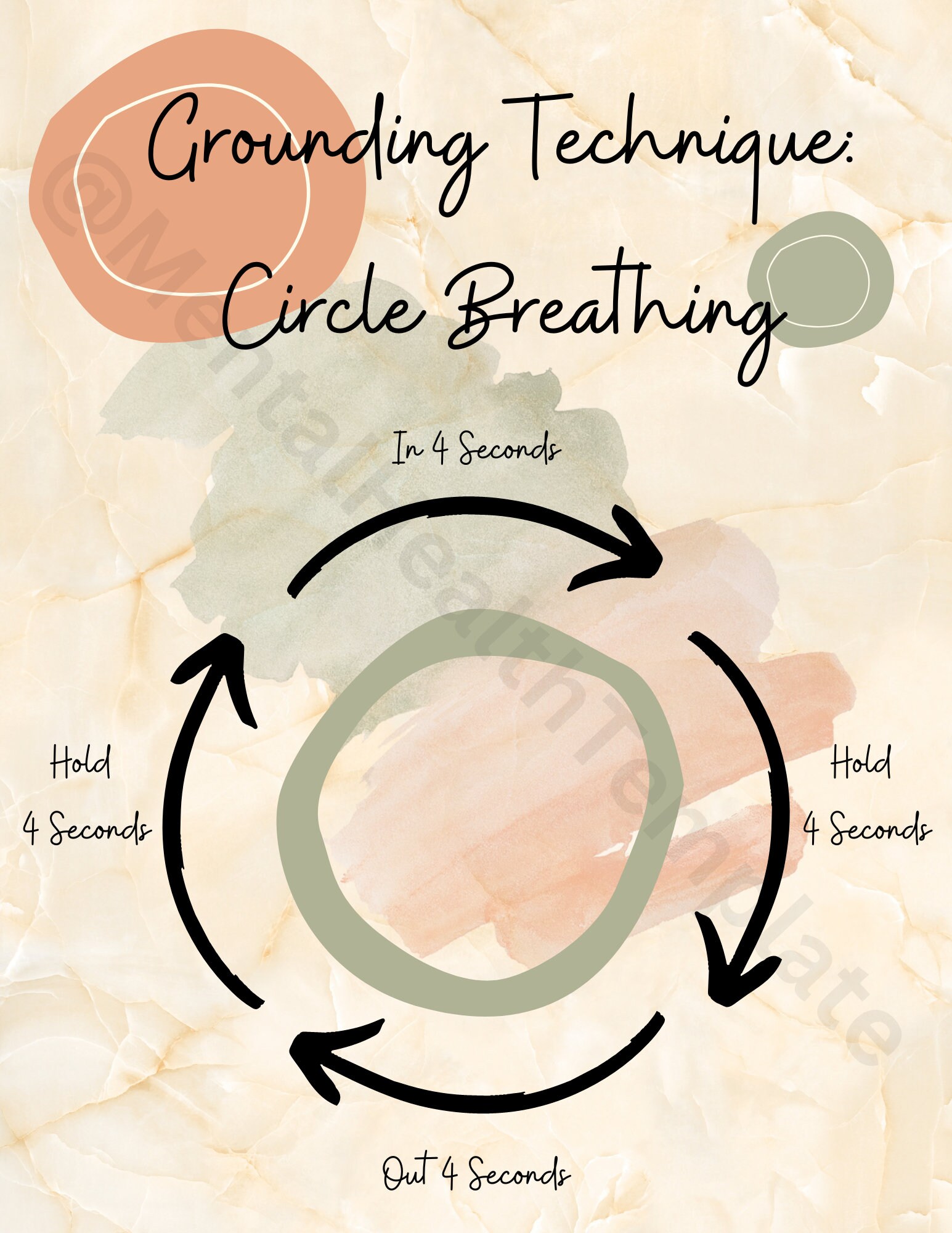 School Counselor Office Print | Circle Breathing Grounding Techniques ...