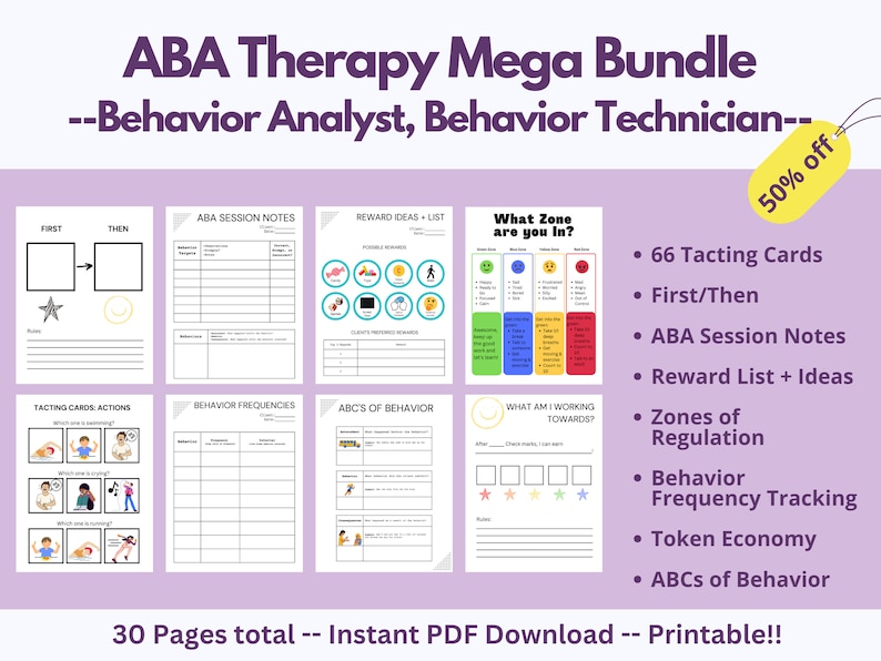 ABA Therapy Notes | Behavior Technician, Behavior Analyst Note Sheets ...
