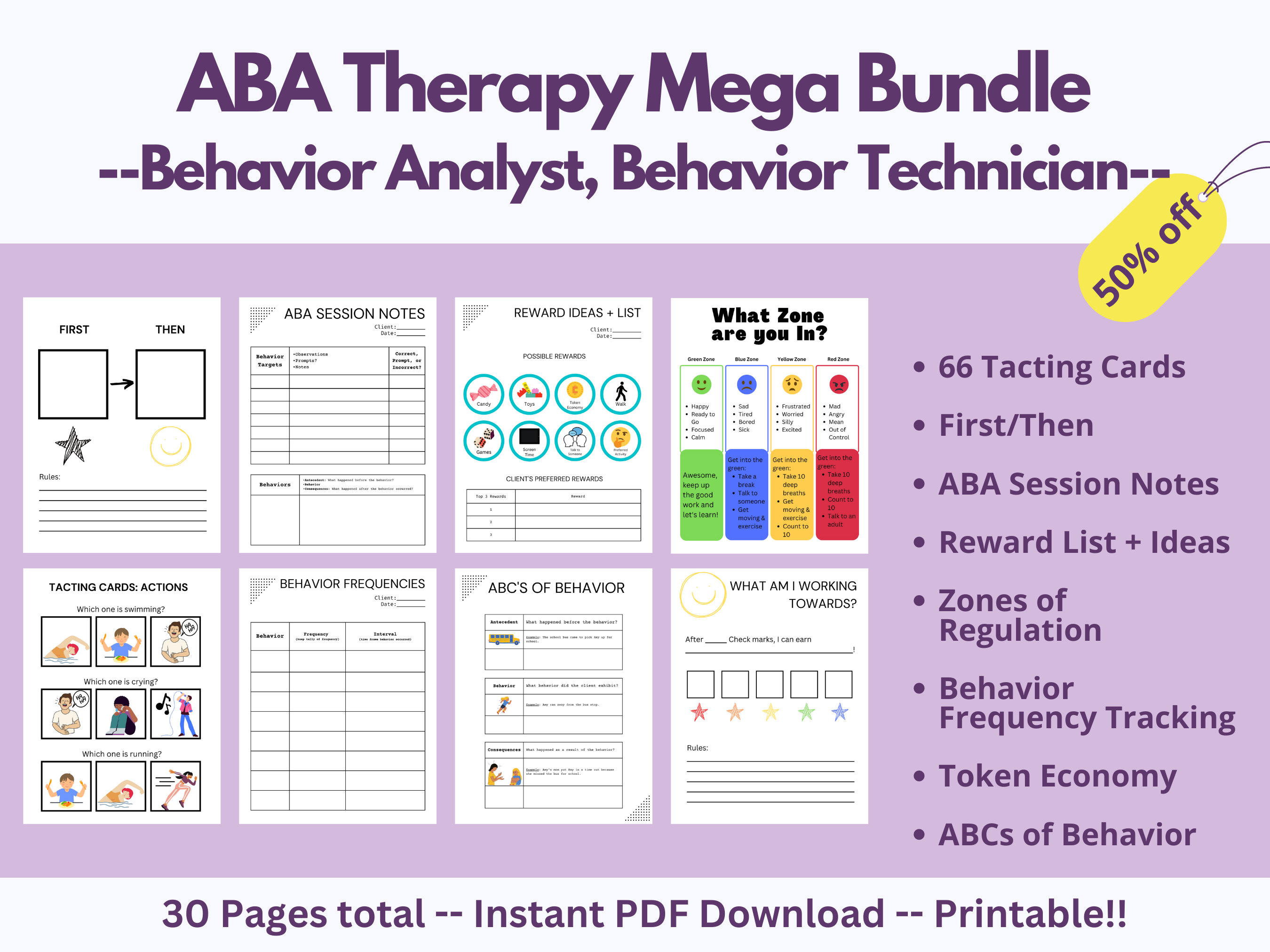 ABA Therapy Notes | Behavior Technician, Behavior Analyst Note Sheets ...