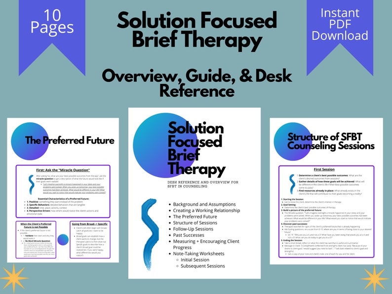 SFBT Worksheets and Guide Discount Bundle | 20 Solution Focused Brief ...