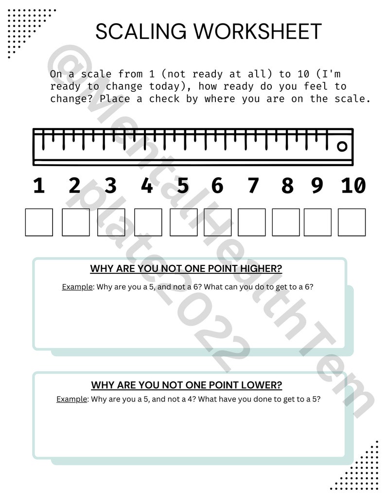 Motivational Interviewing Worksheet Bundle | Adult + Teen MI Therapy ...