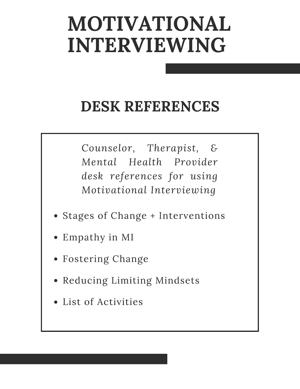 Motivational Interviewing Desk Reference | Clinical, Therapist, Mental ...
