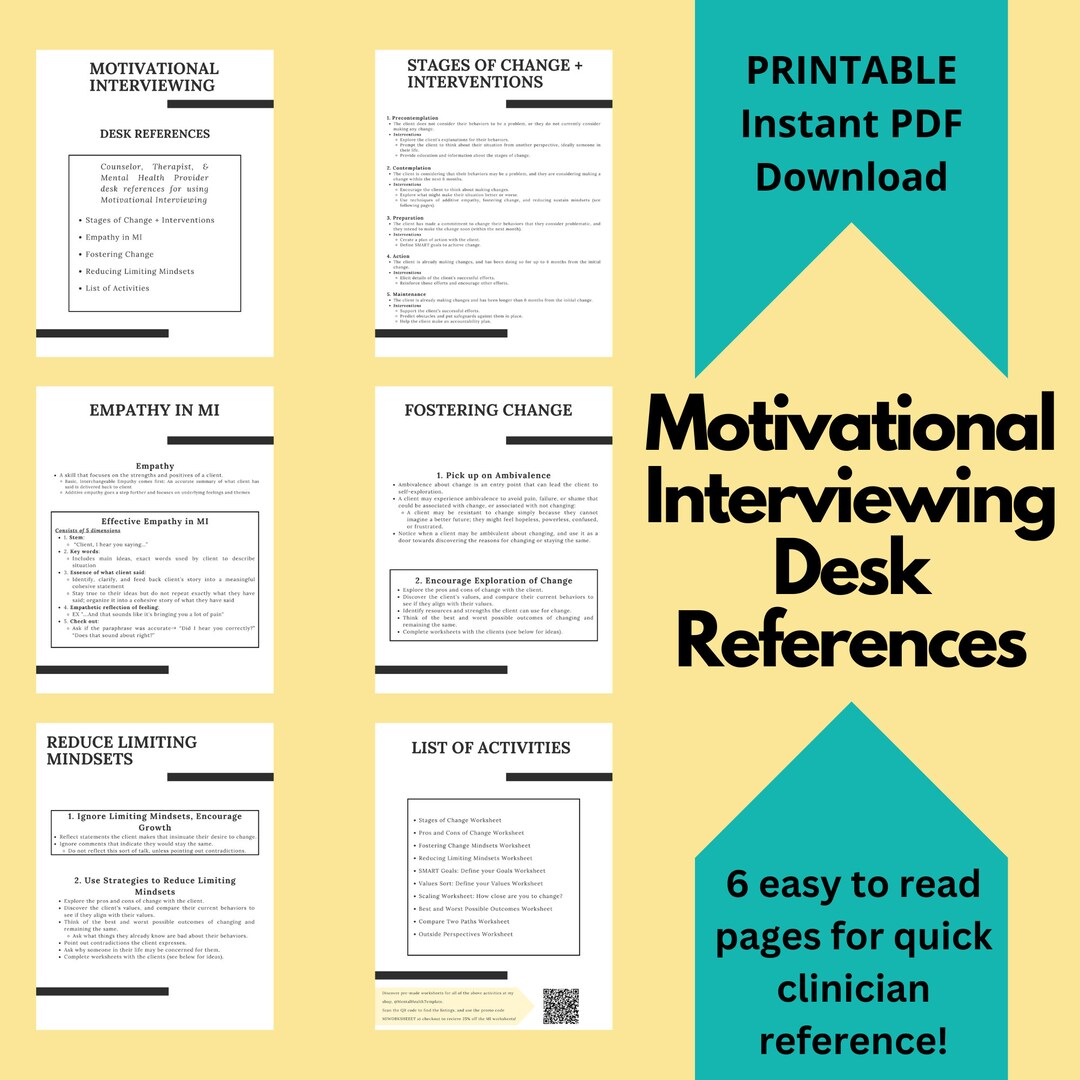 Motivational Interviewing Desk Reference | Clinical, Therapist, Mental ...