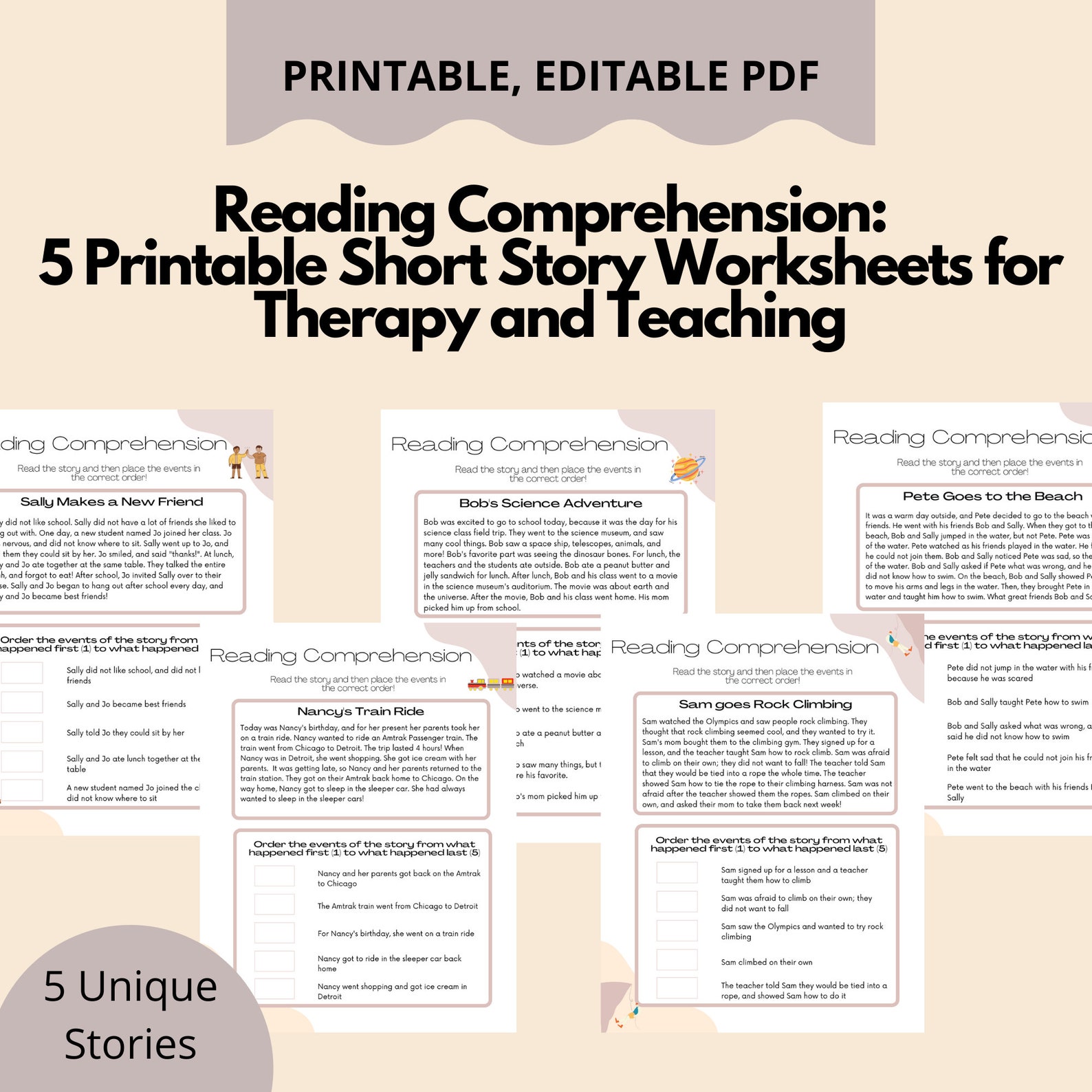 Printable Reading Comprehension Question Worksheets for Kids | 5 ...