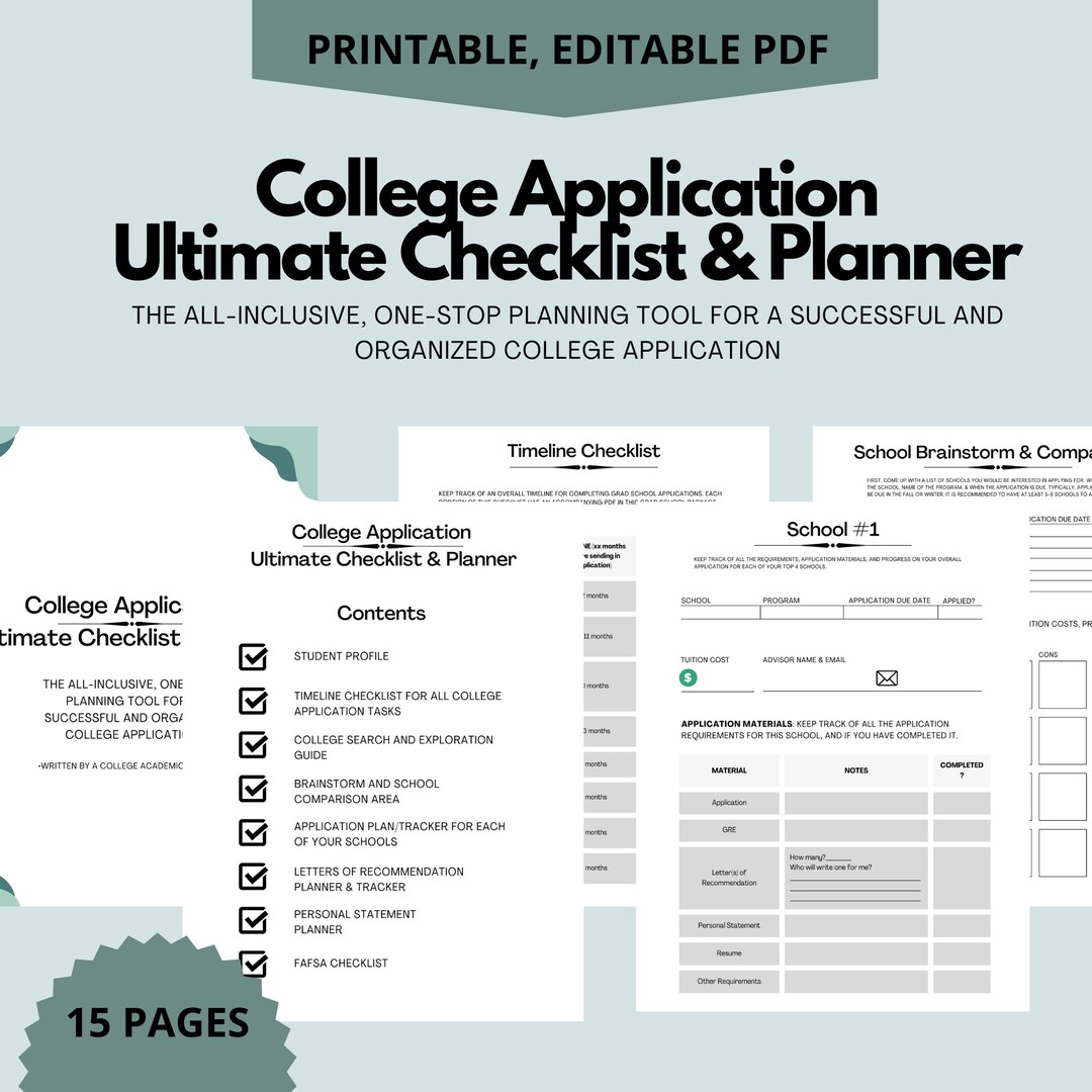 Ultimate College Application Planner and Checklist | Printable ...