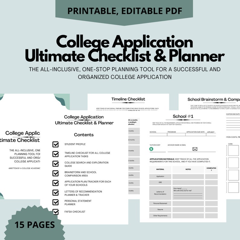 Ultimate College Application Planner and Checklist | Printable ...