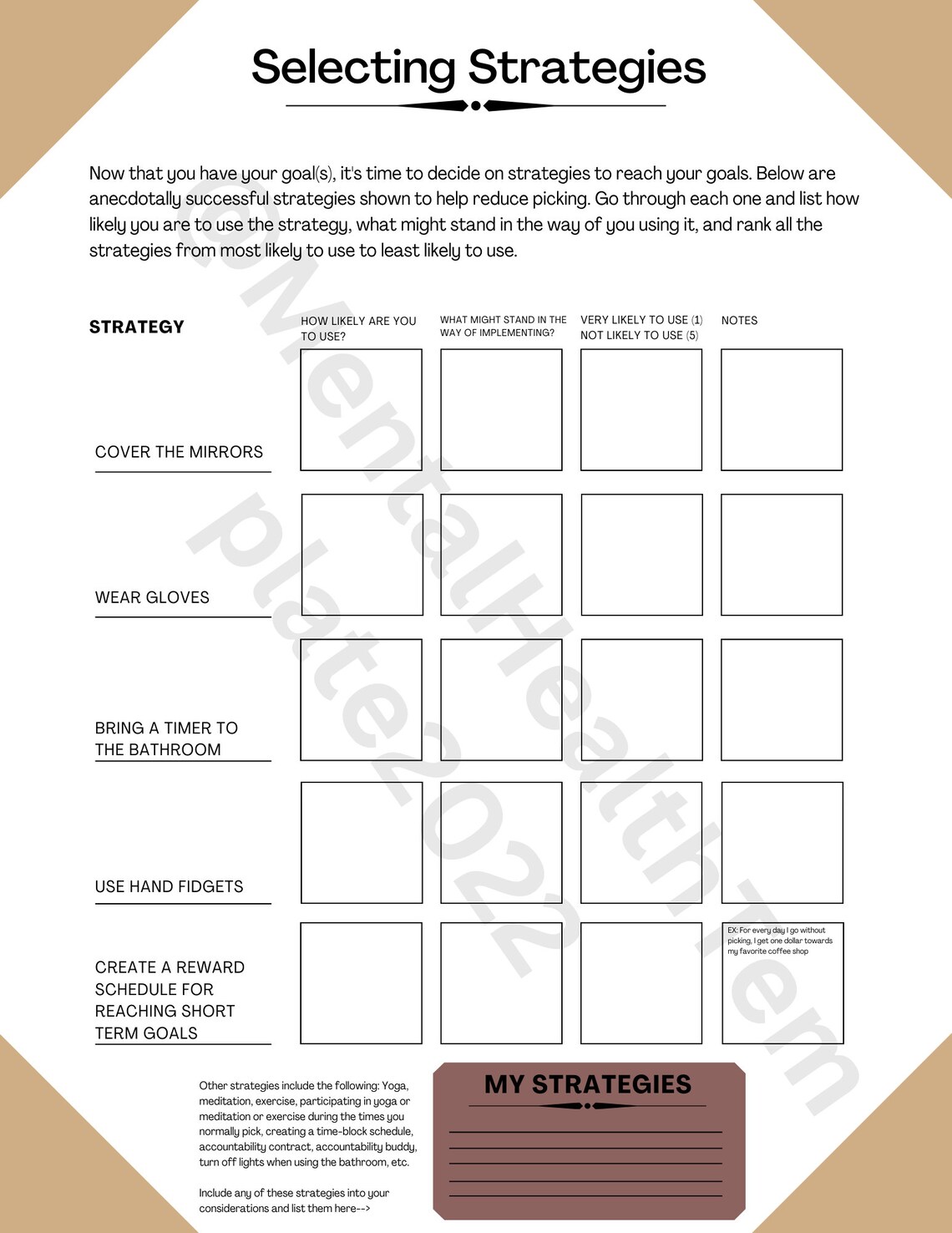Skin Picking Therapy Journal, Planner, Workbook, and Tracker ...