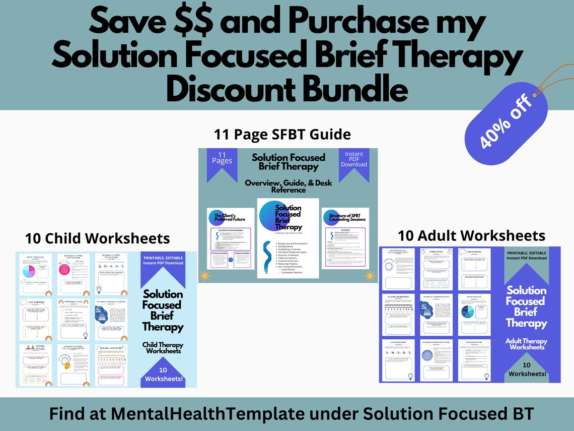 Solution Focused Brief Therapy Worksheet Bundle Child SFBT Therapy ...