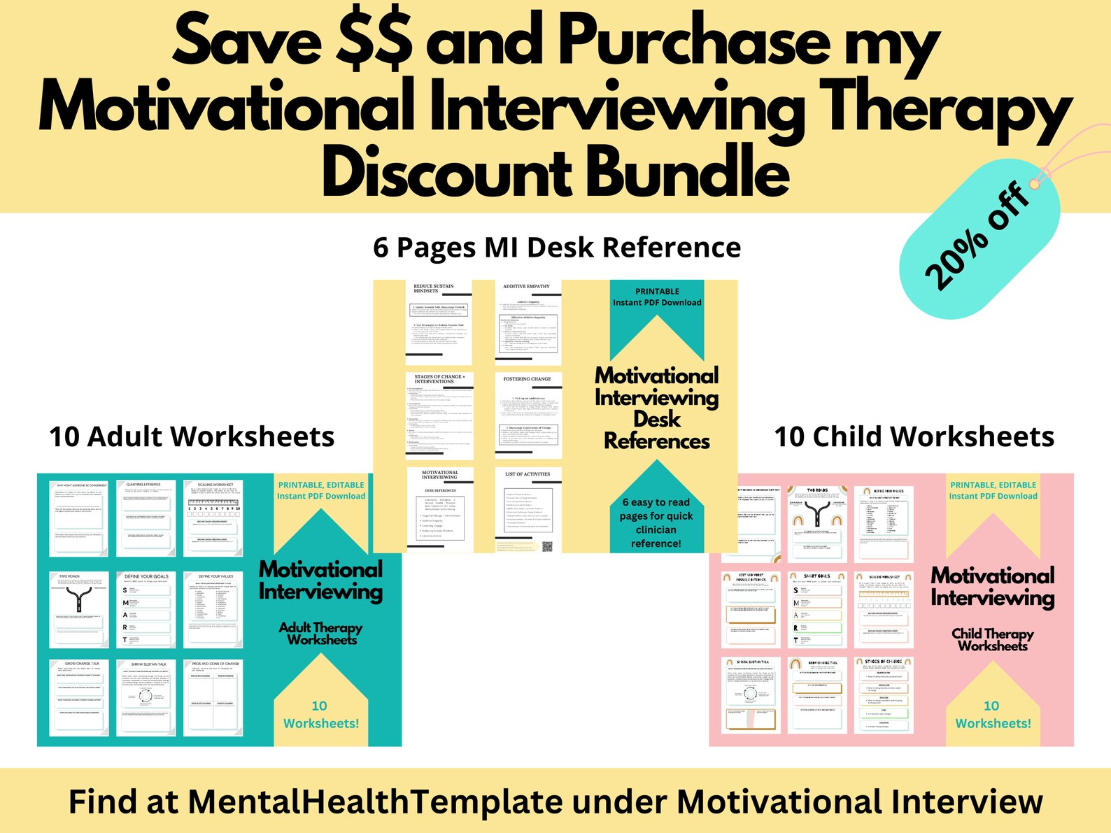 Motivational Interviewing Worksheet Bundle Adult Teen MI - Etsy