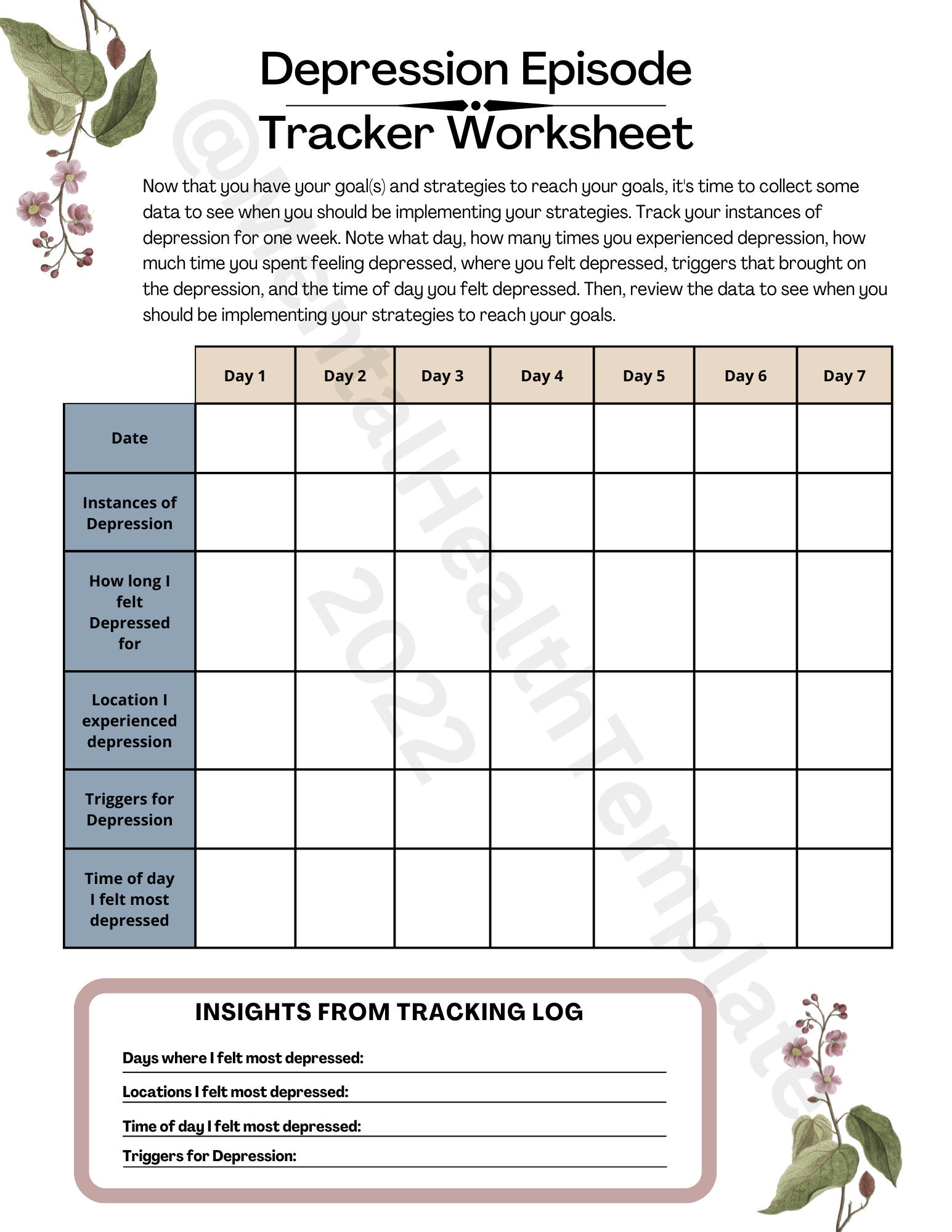 Manage Depression Therapy Journal, Planner, and Tracker: Depression ...