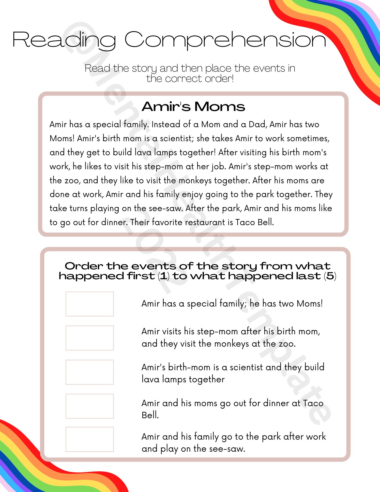 Printable Reading Comprehension Question Worksheets for Kids | 10 ...