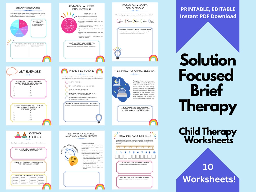 Solution Focused Brief Therapy Worksheet Bundle Child SFBT - Etsy