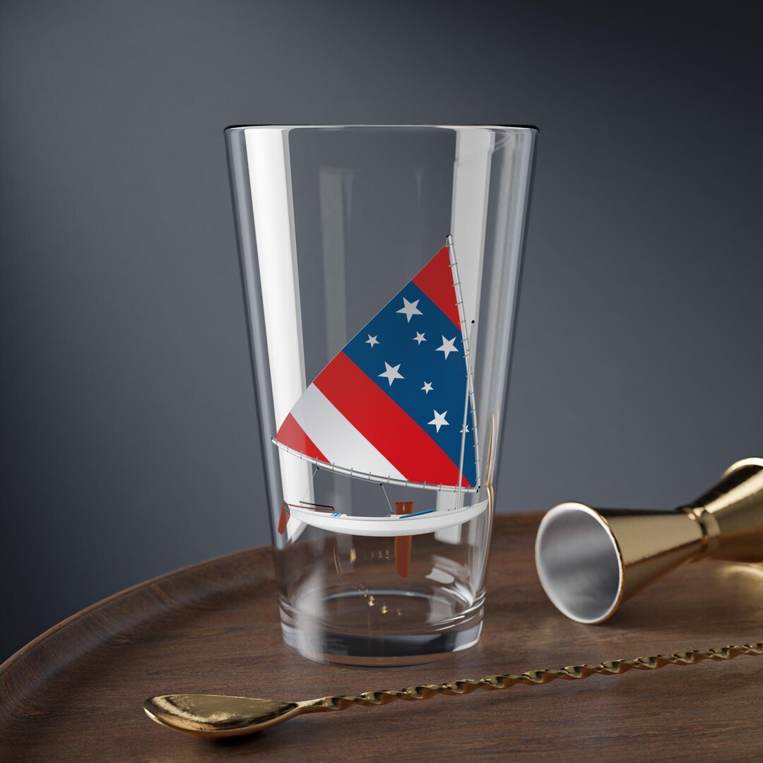 My Version of the Sunfish, Stars and Stripes Sail, Pint Glass, 16oz - Etsy