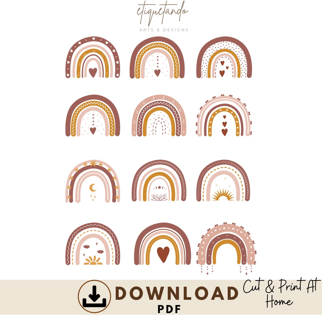 Digital Boho Rainbow Stickers Sheet - Etsy