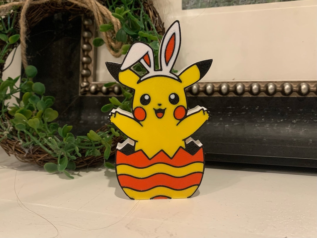 Funny Happy Pikachu Easter Egg Shelf Decor Pokemon 3D Printed - Etsy