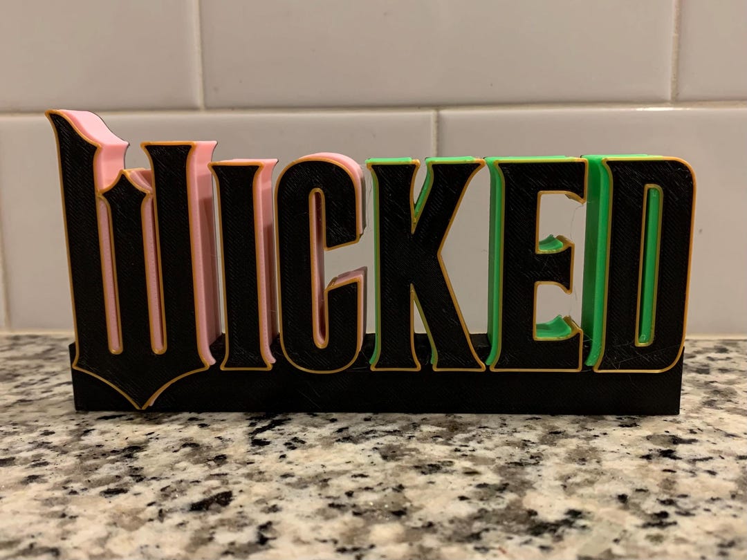 Wicked 3D Printed Logo Sign Desk Shelf Wall Art Elphaba Glinda - Etsy