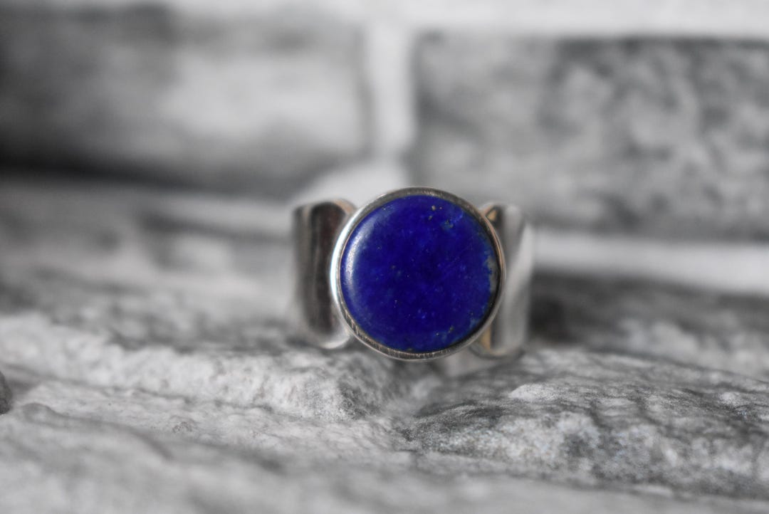 925 Silver Natural Lapis Mens Band,natural Lapis Ring,blue Lapis Mens ...